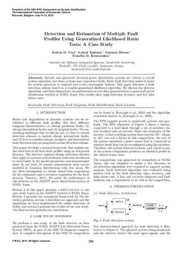 (PDF) Detection and Estimation of Multiple Fault Profiles Using Generalized Likelihood Ratio ...