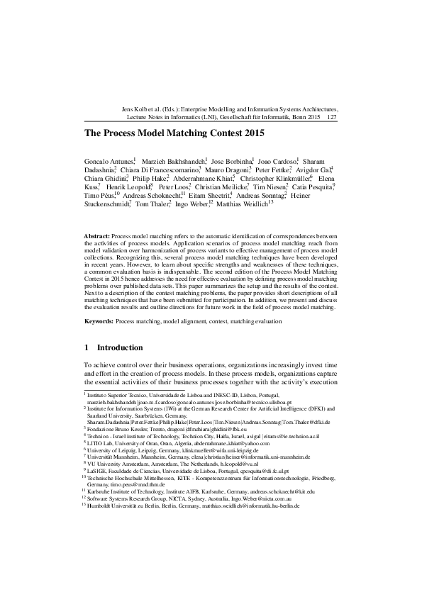 (PDF) The Process Model Matching Contest 2015 | Sharam Dadashnia ...