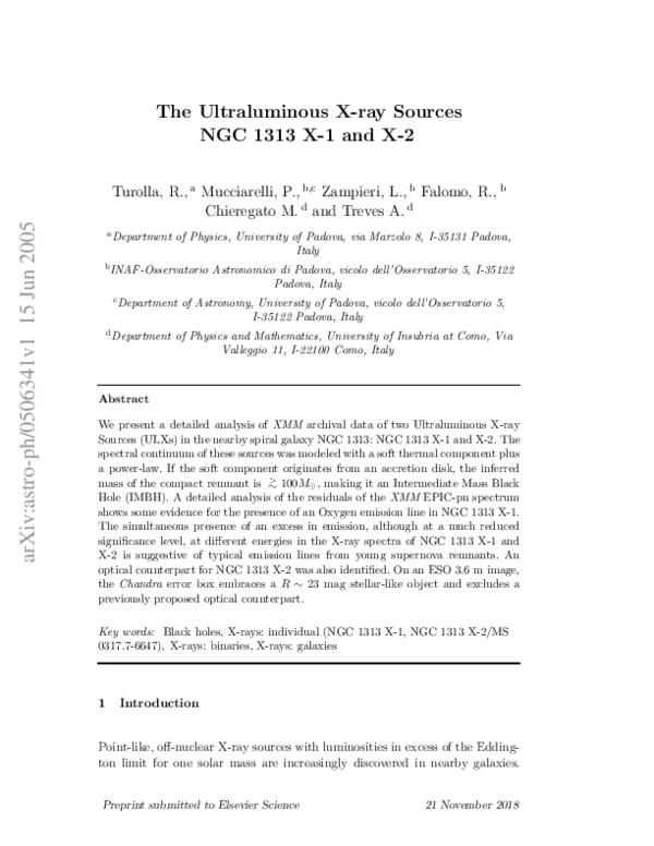 (PDF) The ultraluminous X-ray sources NGC 1313 X-1 and X-2