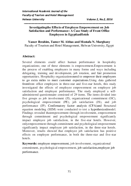 (PDF) Investigating the Effects of Employee Empowerment on Job ...
