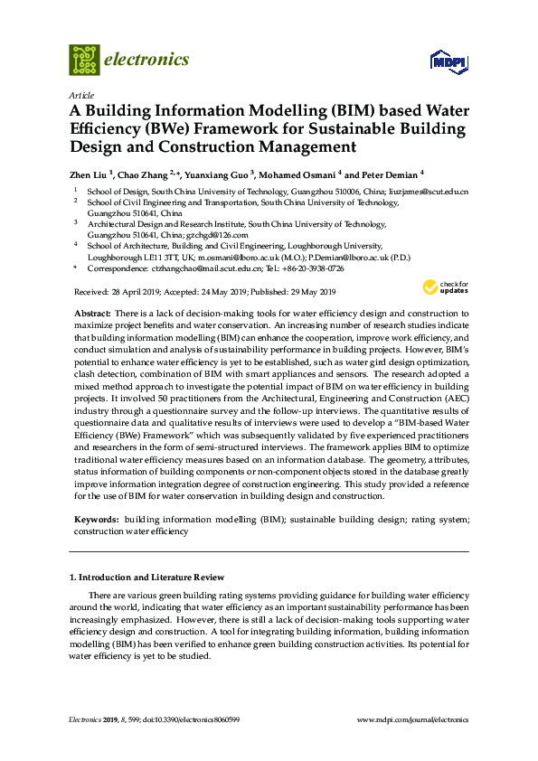 (PDF) A Building Information Modelling (BIM) based Water Efficiency ...