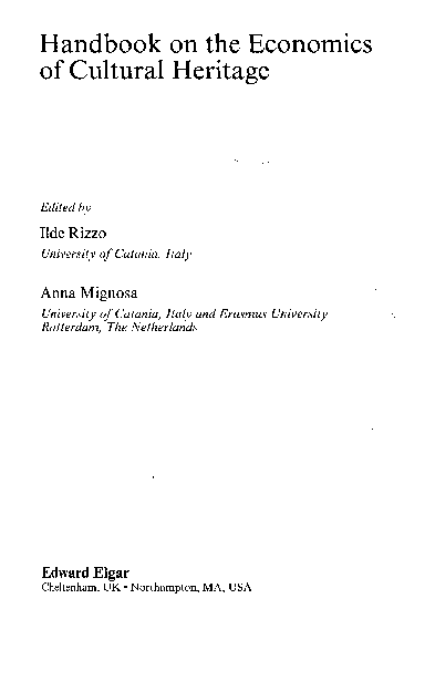 (PDF) Handbook on the Economics of Cultural Heritage