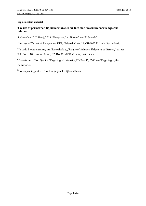 (PDF) The use of permeation liquid membranes for free zinc measurements ...