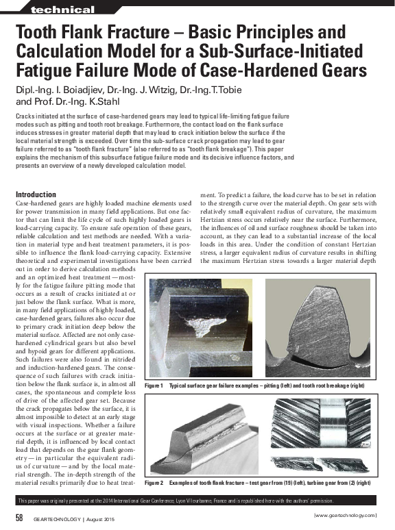 (PDF) Tooth flank fracture – basic principles and calculation model for ...
