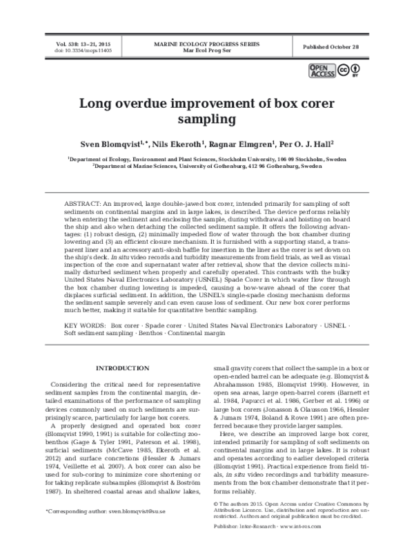 (PDF) Long over-due improvement of box corer sampling