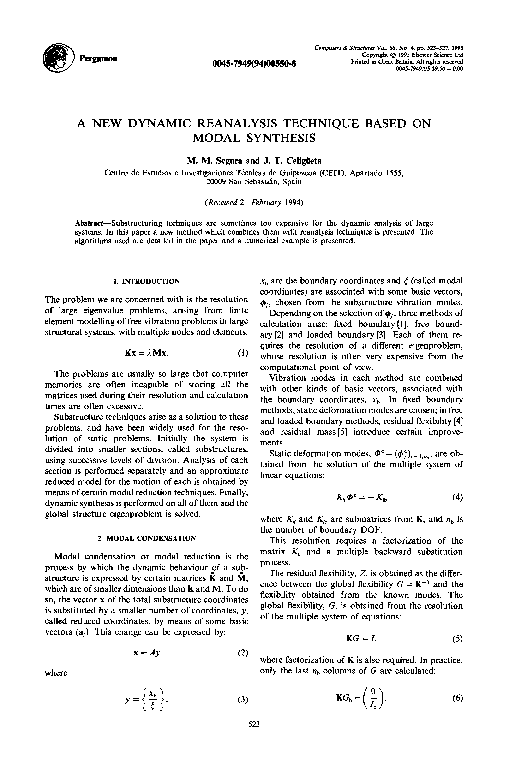(PDF) A new dynamic reanalysis technique based on modal synthesis