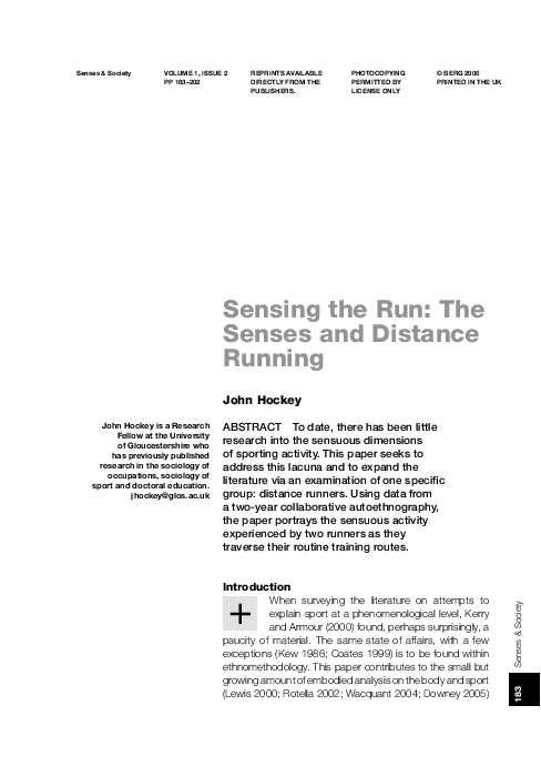 (PDF) Sensing the Run: The Senses and Distance Running