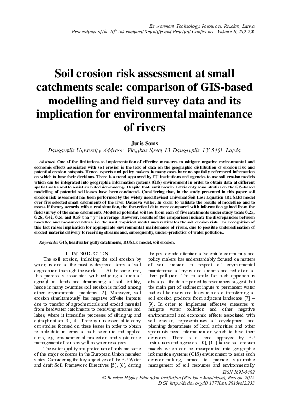 (PDF) Soil erosion risk assessment at small catchments scale ...