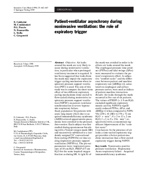 (PDF) Patient–ventilator asynchrony during non-invasive ventilation for ...