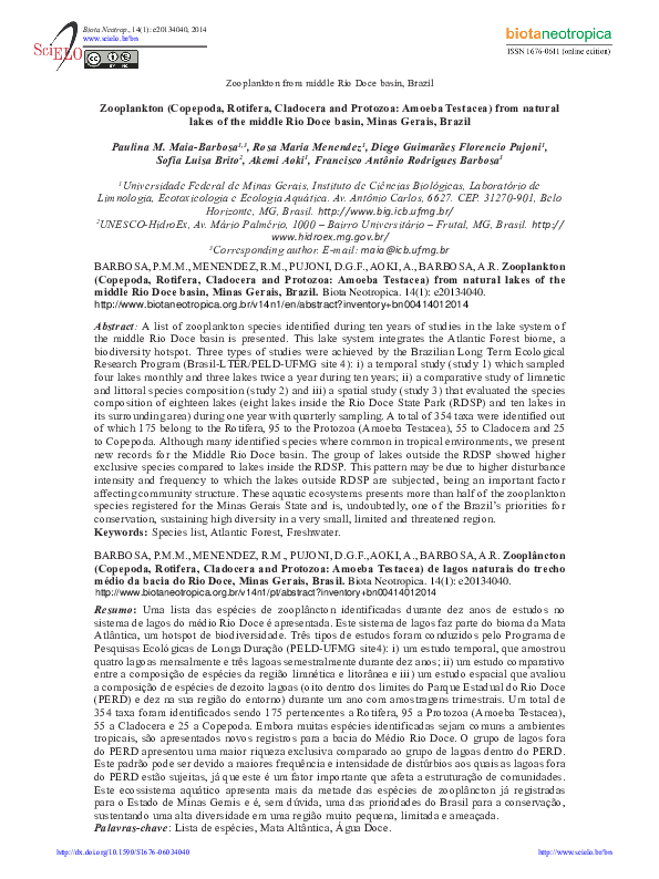 (PDF) Zooplankton (Copepoda, Rotifera, Cladocera and Protozoa: Amoeba ...