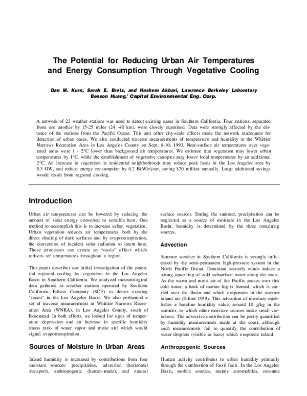 (PDF) The potential for reducing urban air temperatures and energy ...