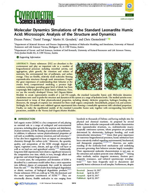(PDF) Molecular Dynamics Simulations of the Standard Leonardite Humic ...
