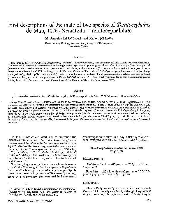 (PDF) First descriptions of the male of two species of Teratocephalus ...