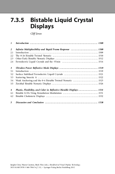 (PDF) Bistable Liquid Crystal Displays