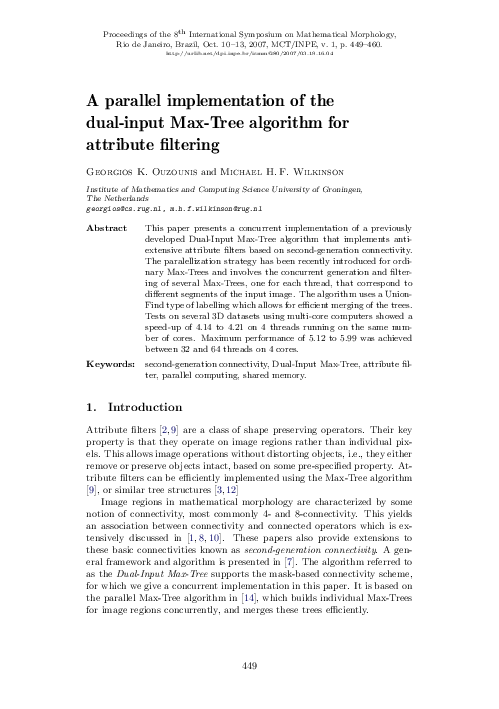 Pdf A Parallel Dual Input Max Tree Algorithm For Shared Memory Machines