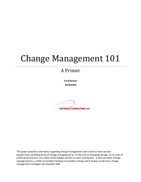(PDF) Change Management 101 -- A Primer