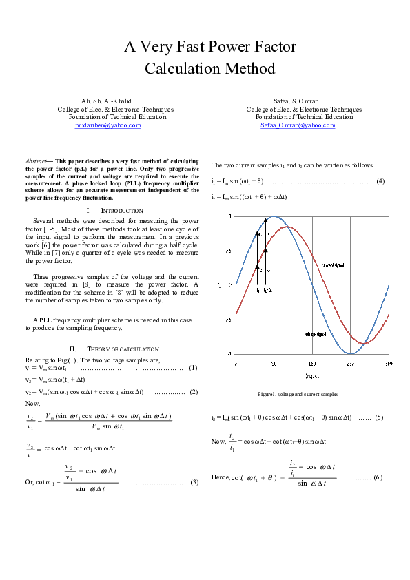 (PDF) A very fast power factor calculation method