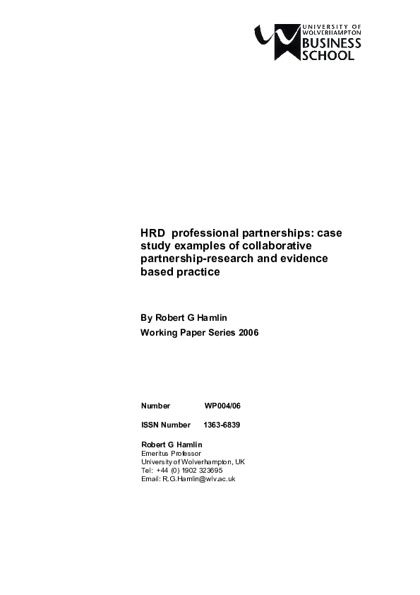 (PDF) HRD professional partnerships: case study examples of collaborative partnership-research ...