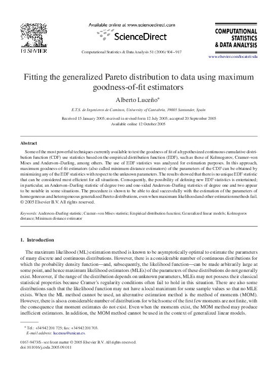 (PDF) Fitting the generalized Pareto distribution to data using maximum ...