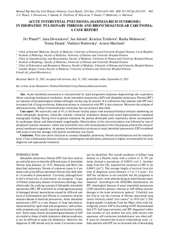 (PDF) Acute interstitial pneumonia-Hamman-Rich syndrome: clinical ...