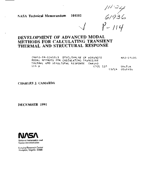 (PDF) Advanced Modal Methods for Transient Thermal and Structural Analysis