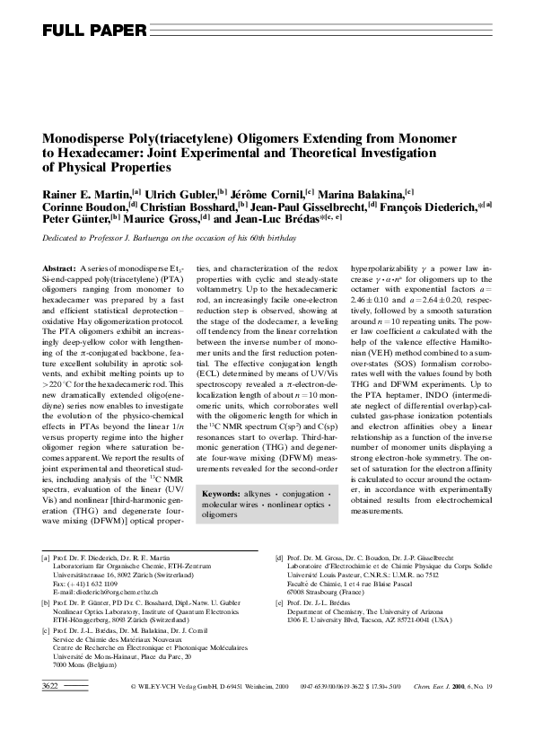 (PDF) Monodisperse Poly(triacetylene) Oligomers Extending from Monomer ...