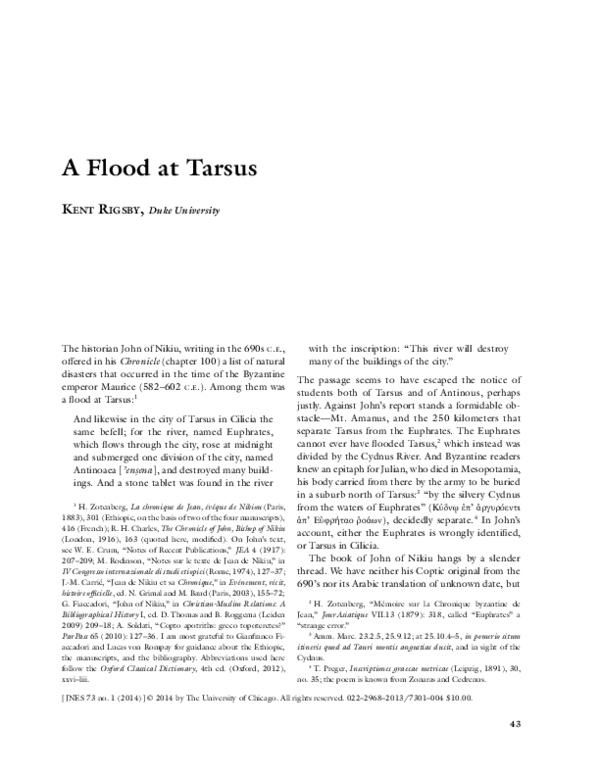 (PDF) A Flood at Tarsus
