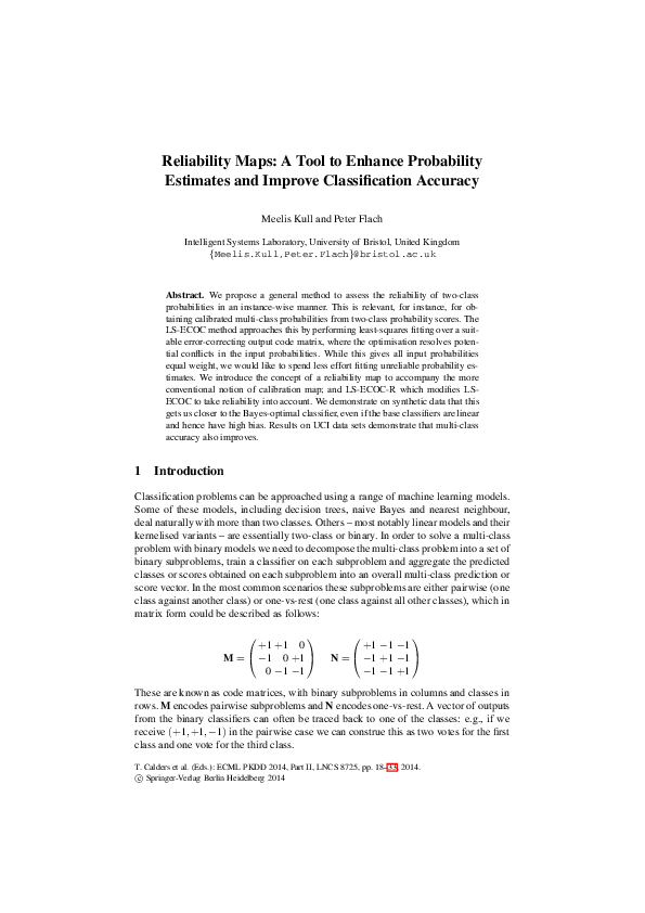 (PDF) Reliability Maps: A Tool to Enhance Probability Estimates and ...