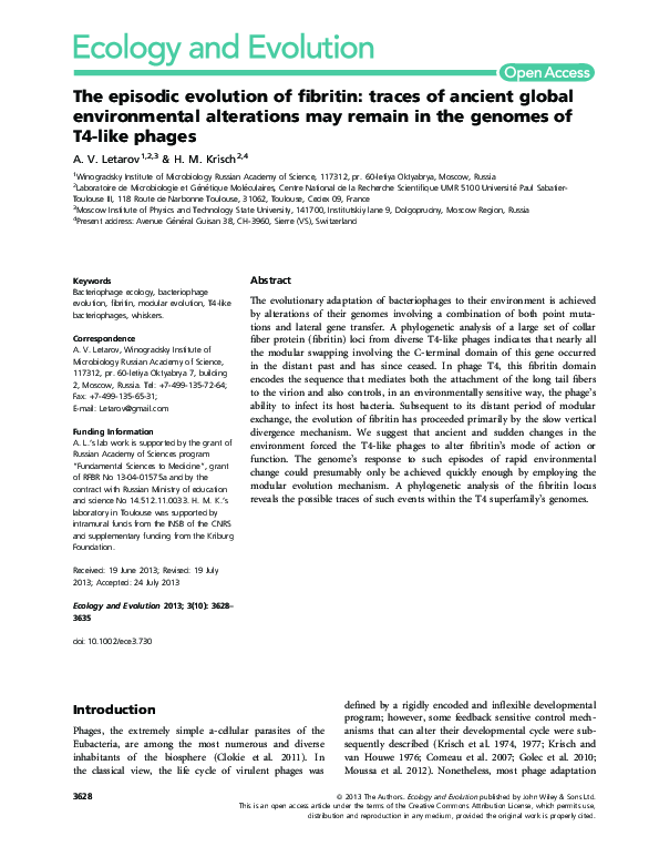 (PDF) The episodic evolution of fibritin: traces of ancient global ...