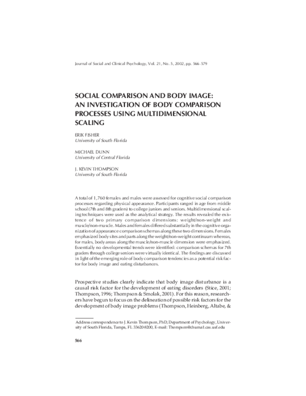 (PDF) Social Comparison And Body Image: An Investigation Of Body ...