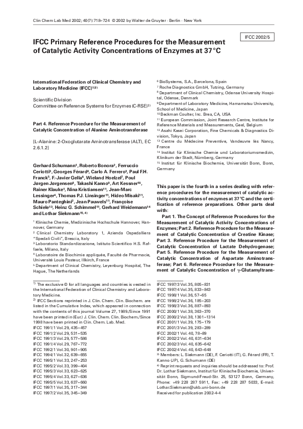 (PDF) IFCC primary reference procedures for the measurement of ...