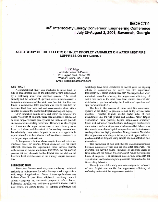 (PDF) A CFD Study of the Effects of Inlet Droplet Variables on Water ...