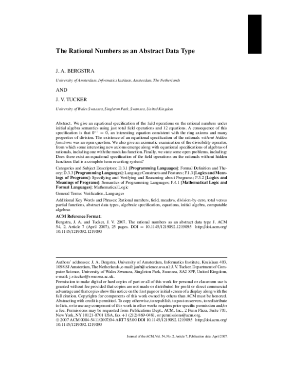 (PDF) The rational numbers as an abstract data type