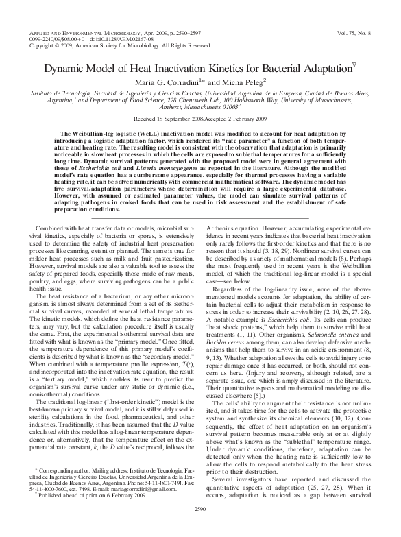 (PDF) Dynamic Model of Heat Inactivation Kinetics for Bacterial Adaptation