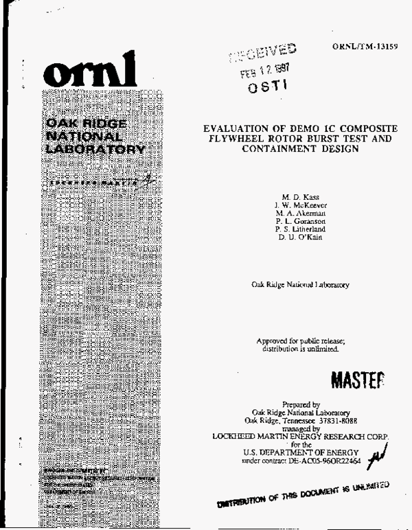 (PDF) Evaluation of Demo 1C composite flywheel rotor burst test and ...