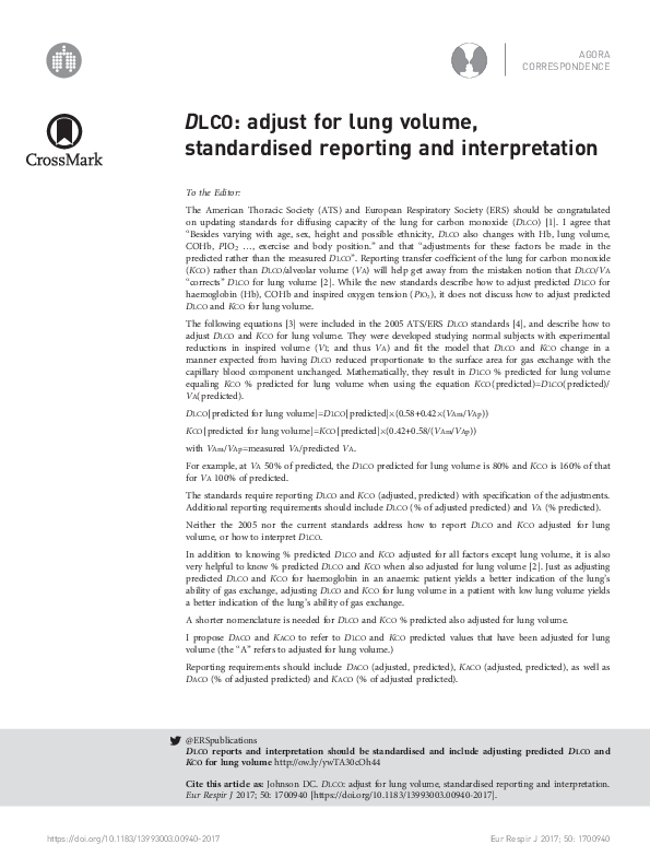 (PDF) DLCO: adjust for lung volume, standardised reporting and ...