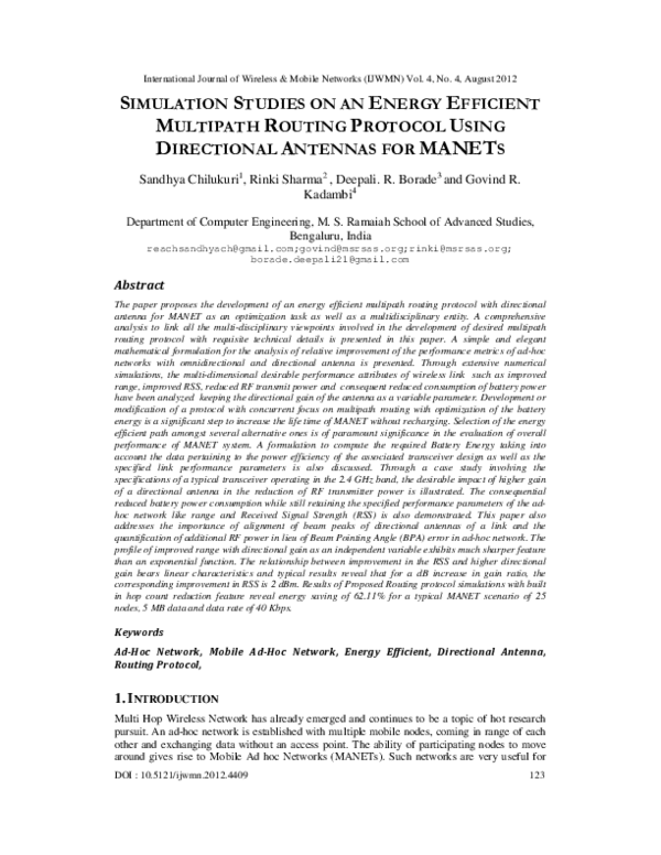 (PDF) Simulation Studies On An Energy Efficient Multipath Routing ...