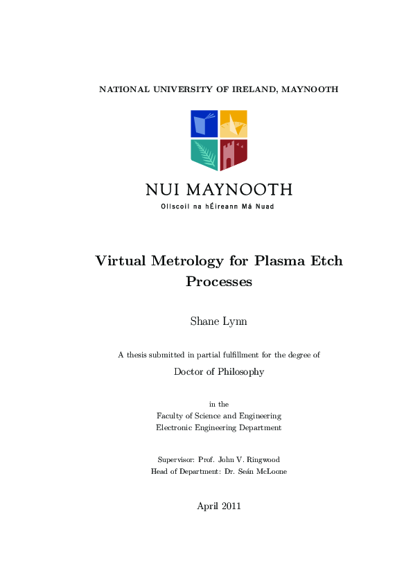 (PDF) Virtual metrology for plasma etch processes