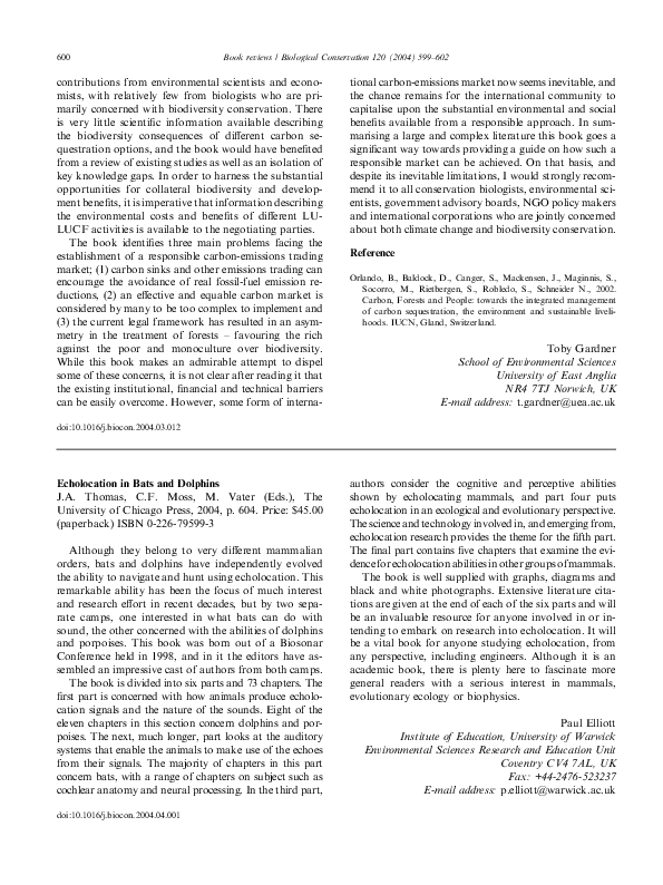 (PDF) Echolocation in Bats and Dolphins
