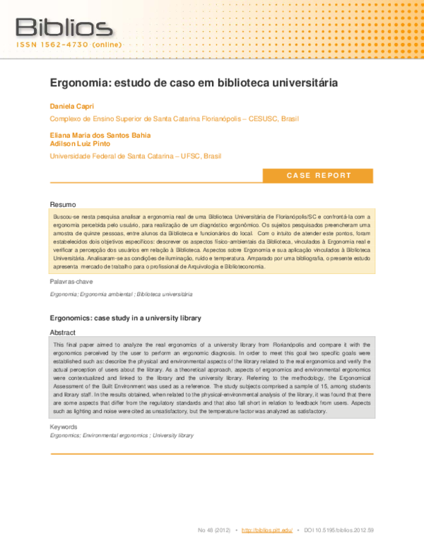 (PDF) Ergonomics: case study in a university library