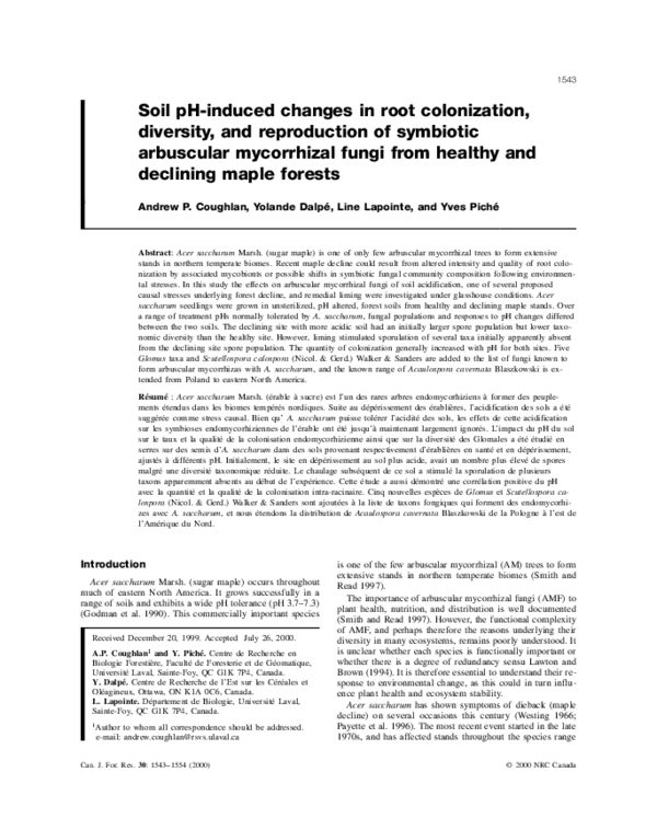 (PDF) Soil pH Effects on Mycorrhizal Fungi in Maple