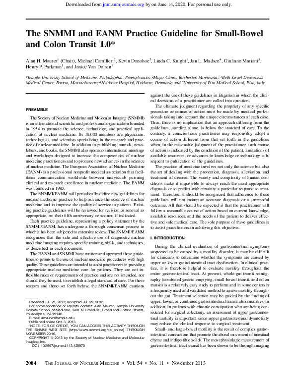 (PDF) The SNMMI and EANM Practice Guideline for Small-Bowel and Colon ...
