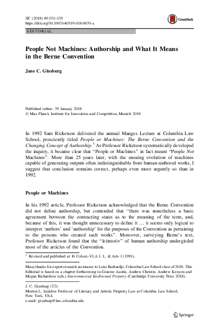 (PDF) People Not Machines: Authorship and What It Means in the Berne ...