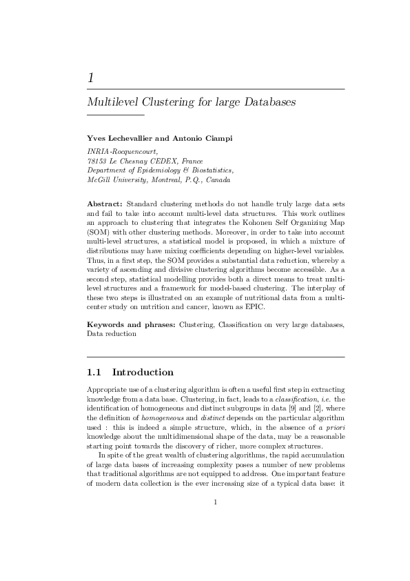 (PDF) Multilevel Clustering for Large Databases