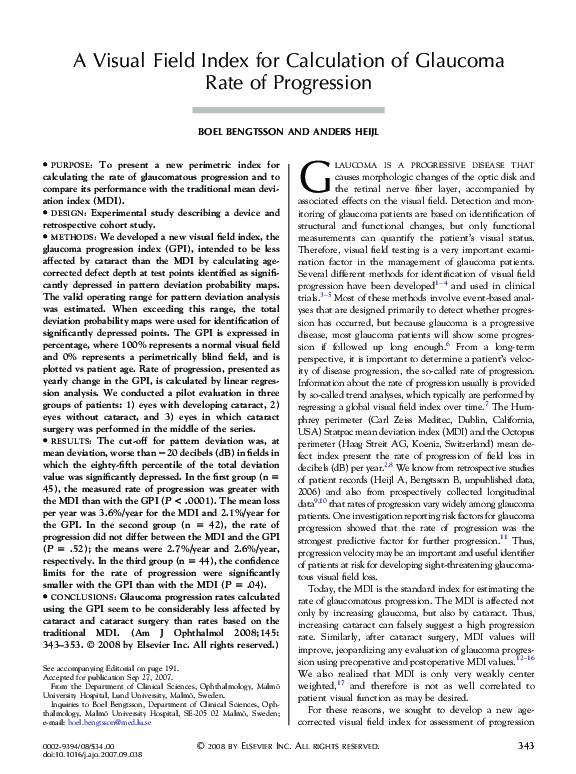 (PDF) A visual field index for calculation of glaucoma rate of progression