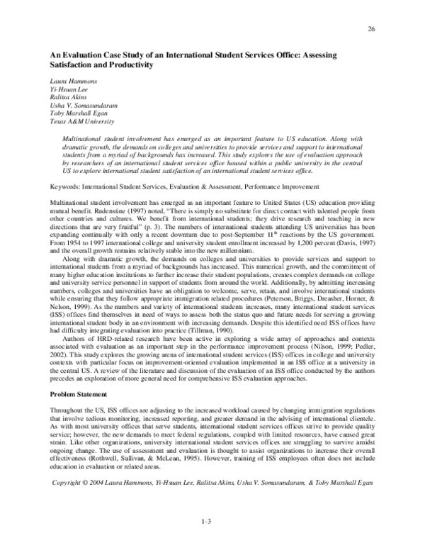 (PDF) An Evaluation Case Study of an International Student Services ...