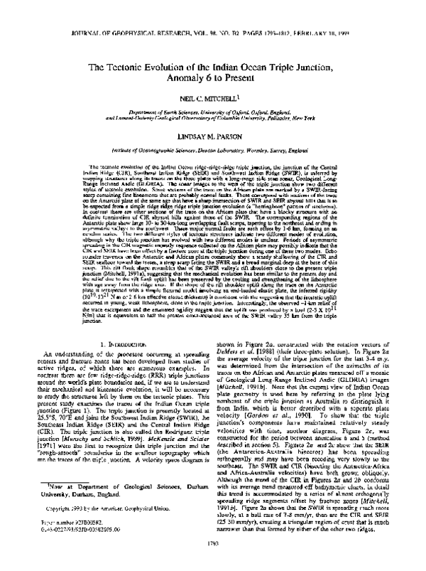 (PDF) The tectonic evolution of the Indian Ocean Triple Junction ...