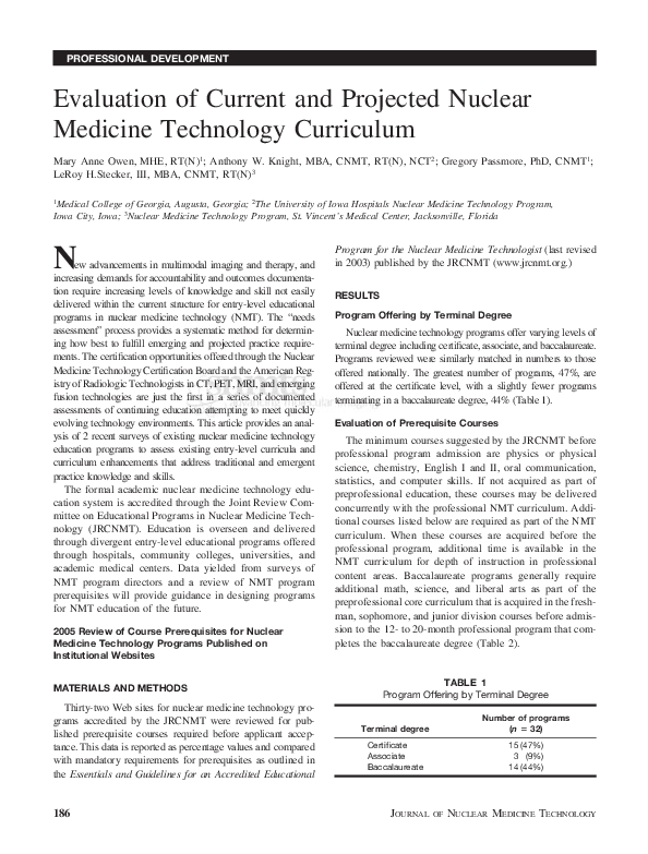 (PDF) Evaluation of current and projected nuclear medicine technology ...