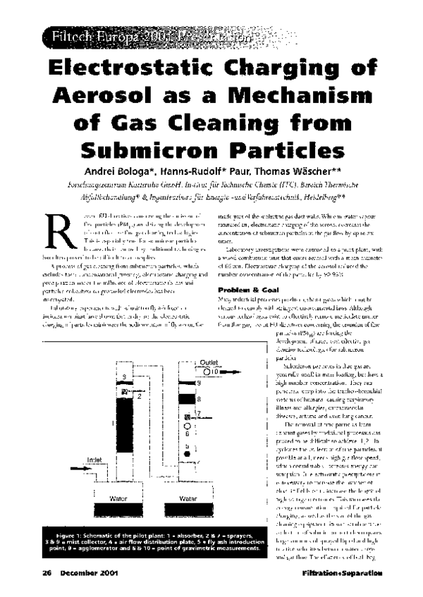 (PDF) Electrostatic charging of aerosol as a mechanism of gas cleaning from submicron particles