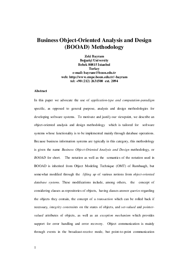 (PDF) Business Object-Oriented Analysis and Design Methodology